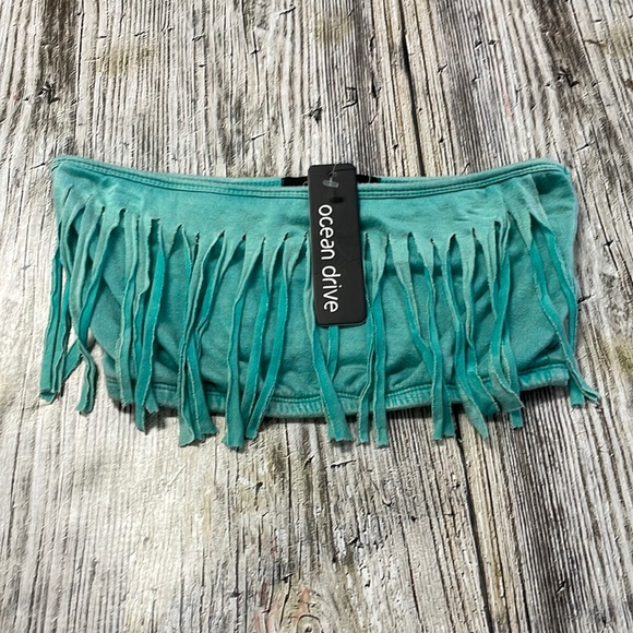Ocean Drive | Swim | Nwt Ocean Drive Green Fringe Cropped Tube Top ...